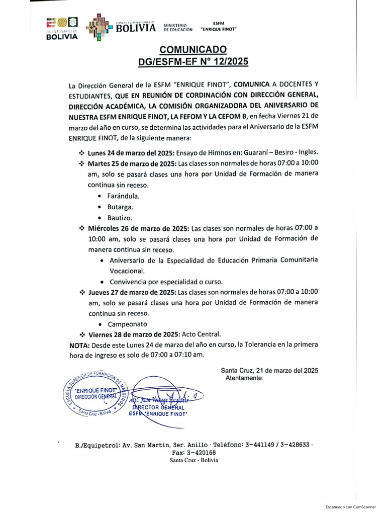 Comunicado Dg-Esfm-Ef N°12-2025 | PDF
