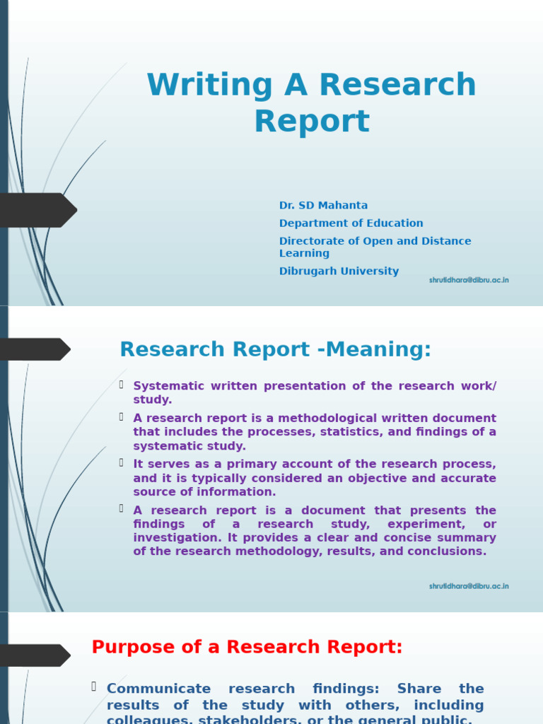Research Report Writing Guide | PDF | Methodology | Data