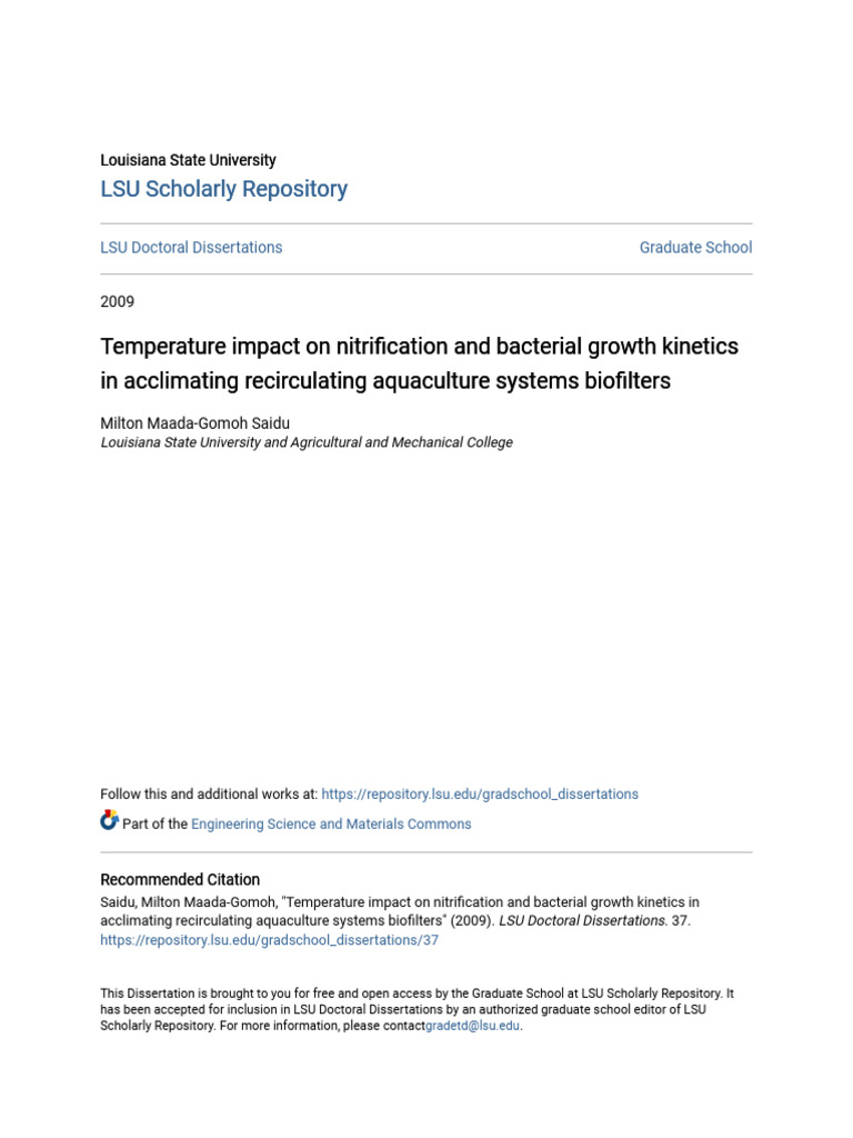 Temperature impact on nitrification and bacterial growth kinetics | PDF