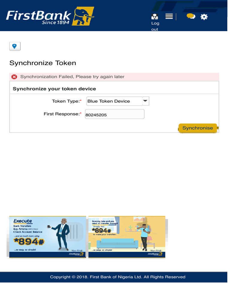 FBN Nigeria Synchronize Token | PDF