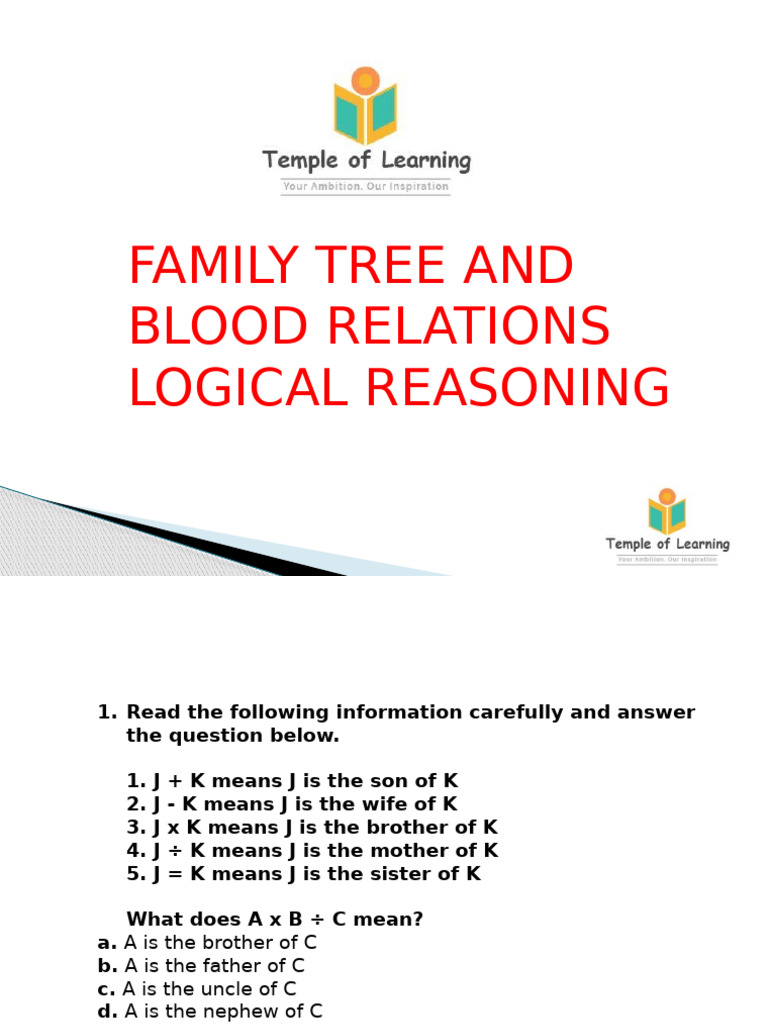 Family Tree Logical Reasoning Questions | PDF | Family | Kinship And ...