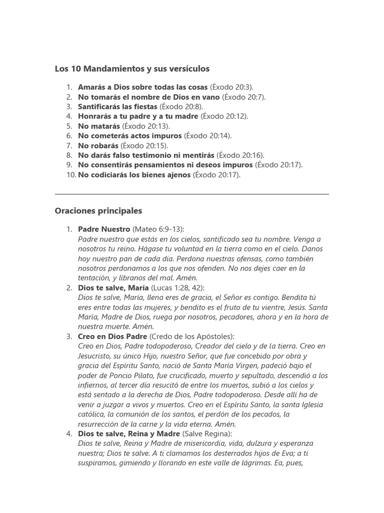 Los 10 Mandamientos y sus versículos. | PDF | María, madre de Jesús ...