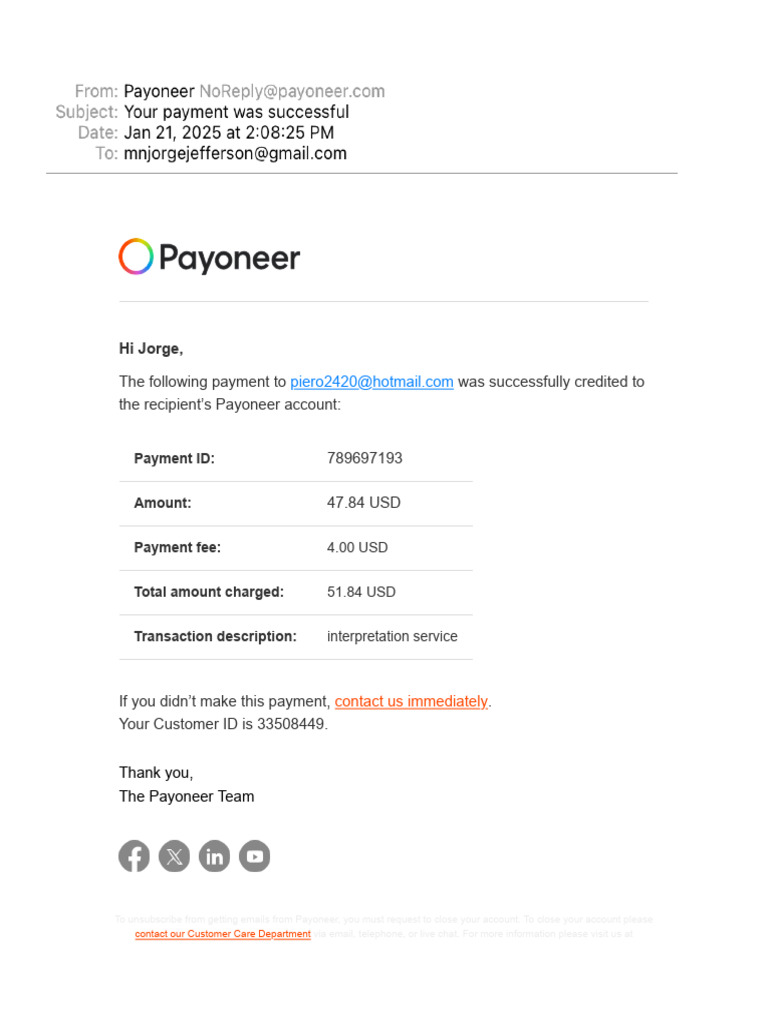 Your Payment Was Successful | PDF