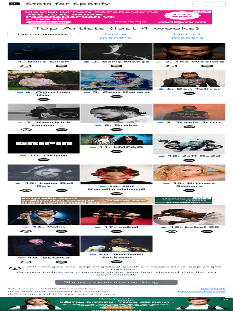 Top Artists - Stats For Spotify | PDF