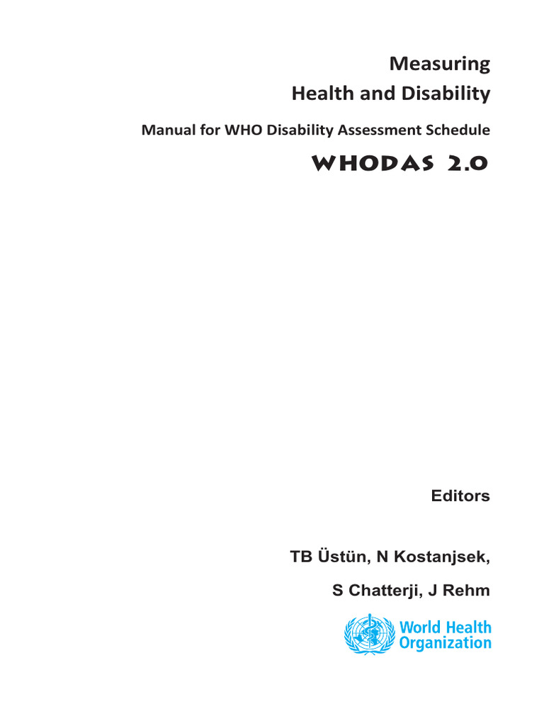 WHODAS 2.0 Manual for Disability Assessment | PDF | Disability | Health ...