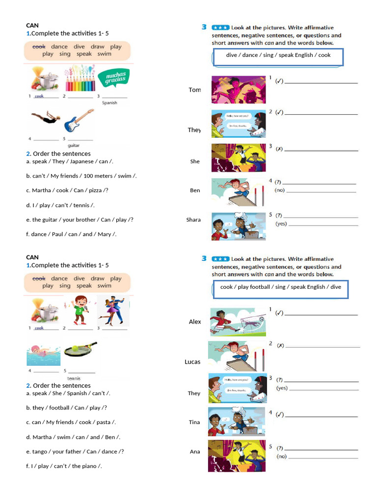 Verb Can - Test | PDF