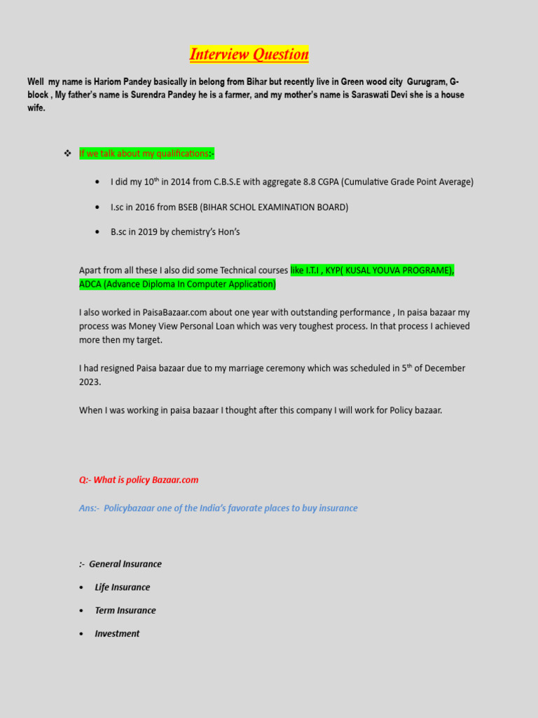 Interview Question | PDF