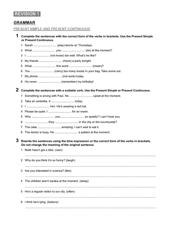 Revision Worksheet | PDF