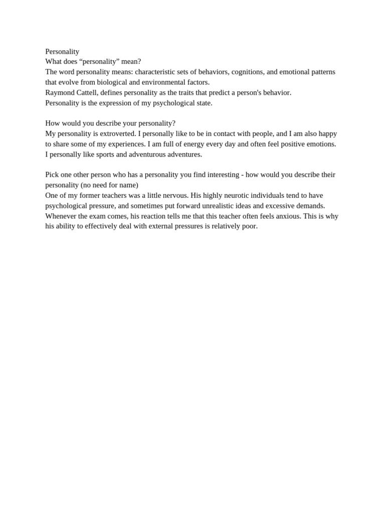 What Does "Personality" Mean | PDF