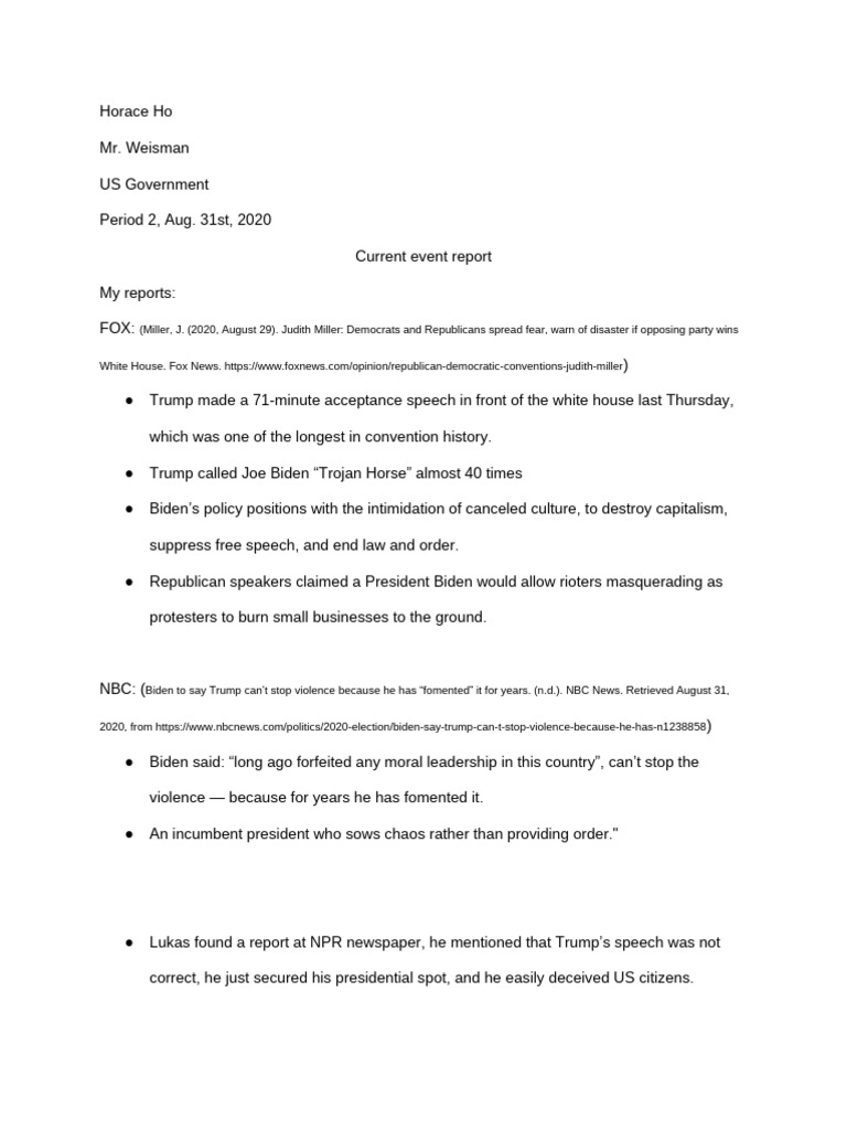US Government HW 1, Current Event Report | PDF
