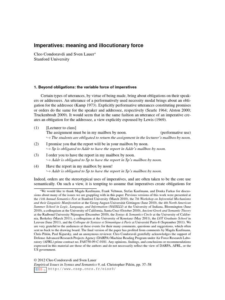 Understanding Imperatives and Their Forces | PDF | Question | Grammar