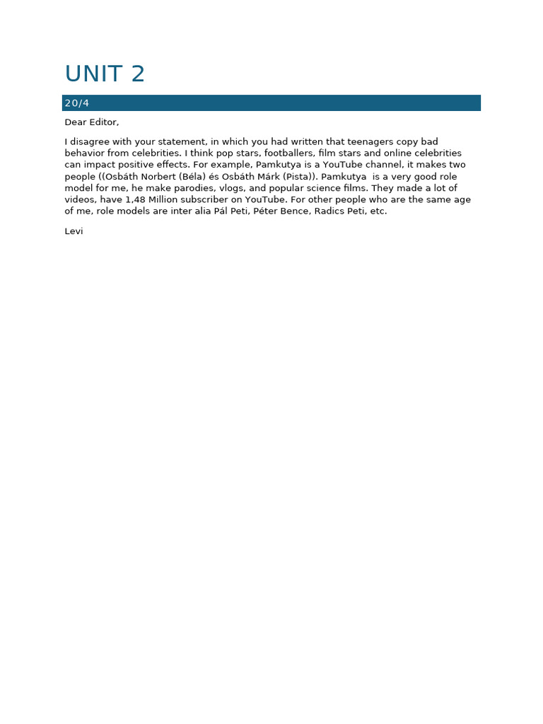 UNIT 2 Writing | PDF