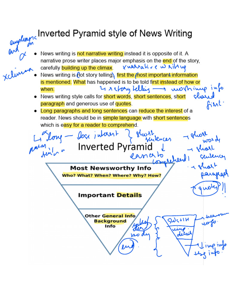 Inverted Pyramid Style of News Writing | PDF | News | Experience