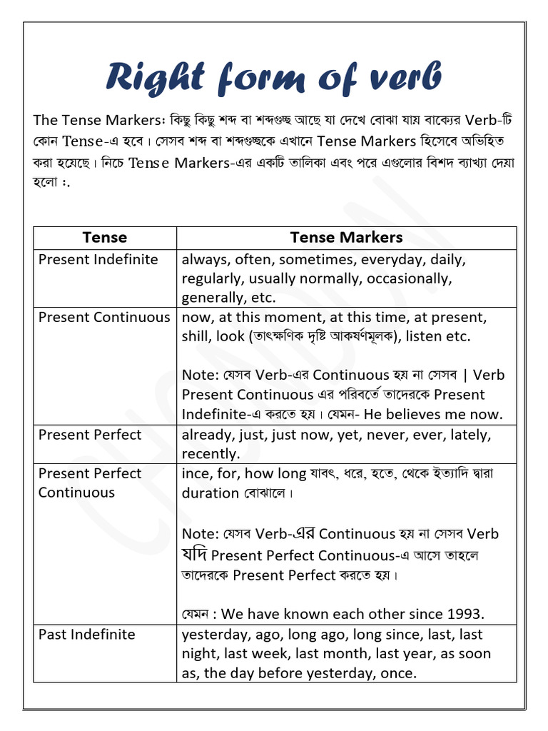 Right Form of Verb | PDF | Verb | Grammatical Tense