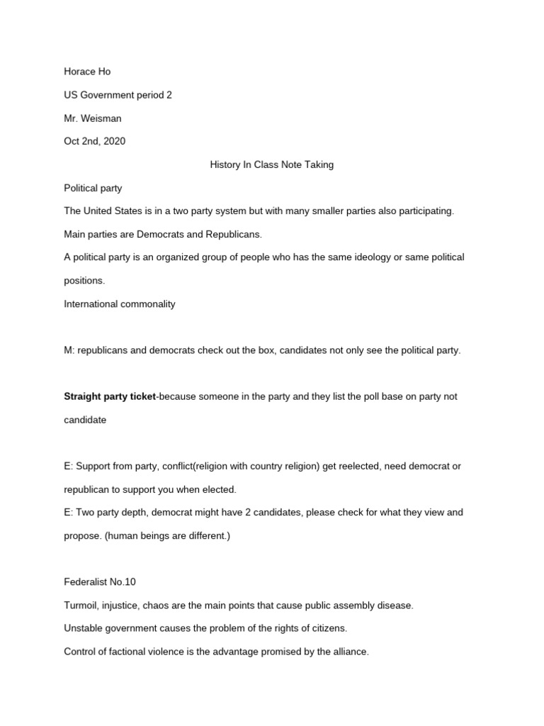 History Inclass Note Taking | PDF