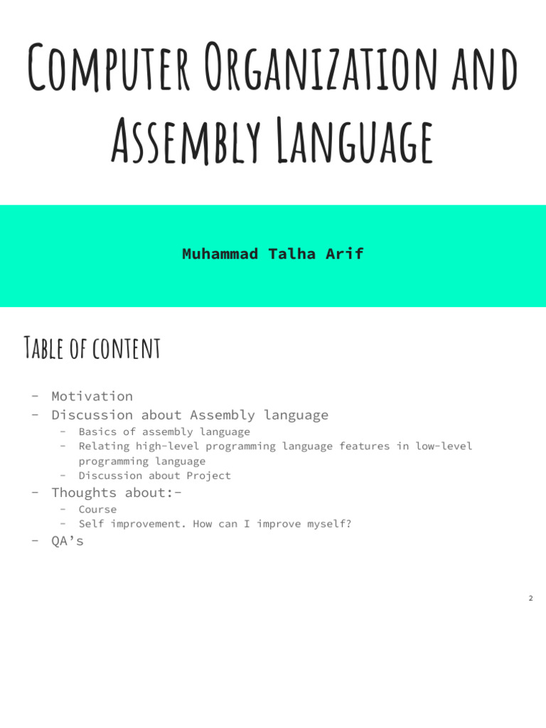 Understanding COAL Assembly Language | PDF | Assembly Language | Pointer (Computer Programming)