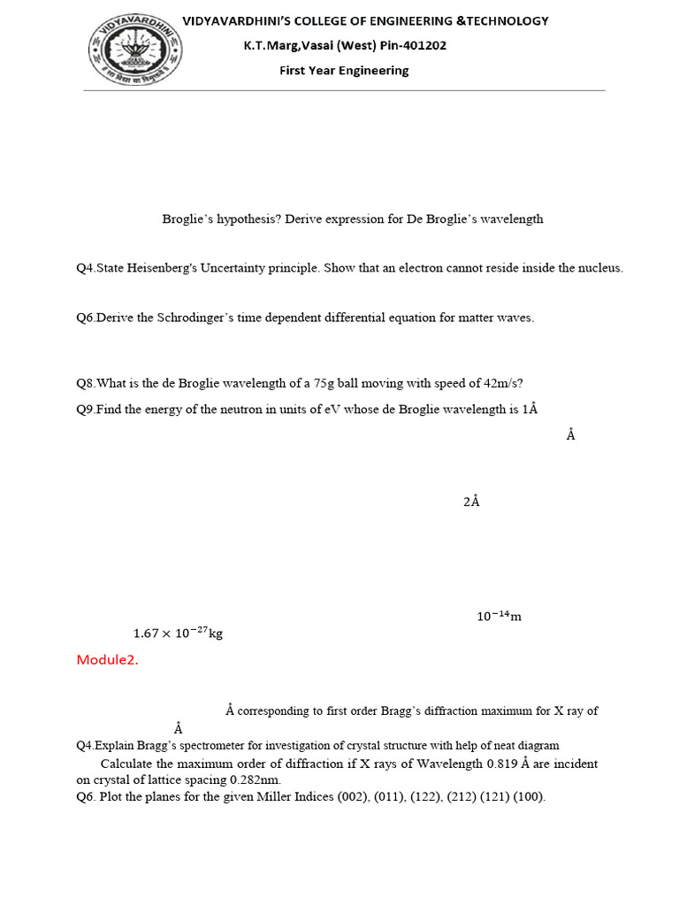 Important Engineering Physics Exam Questions | PDF | Superconductivity | Waves