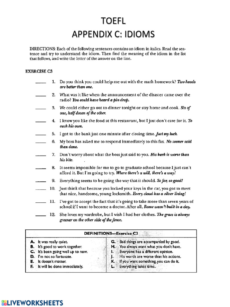 Toefl Idioms | PDF