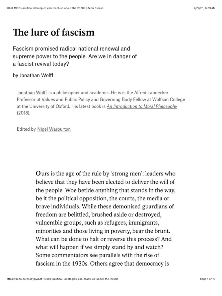 Lessons from 1930s Ideologies for Today | PDF | Fascism | Nationalism