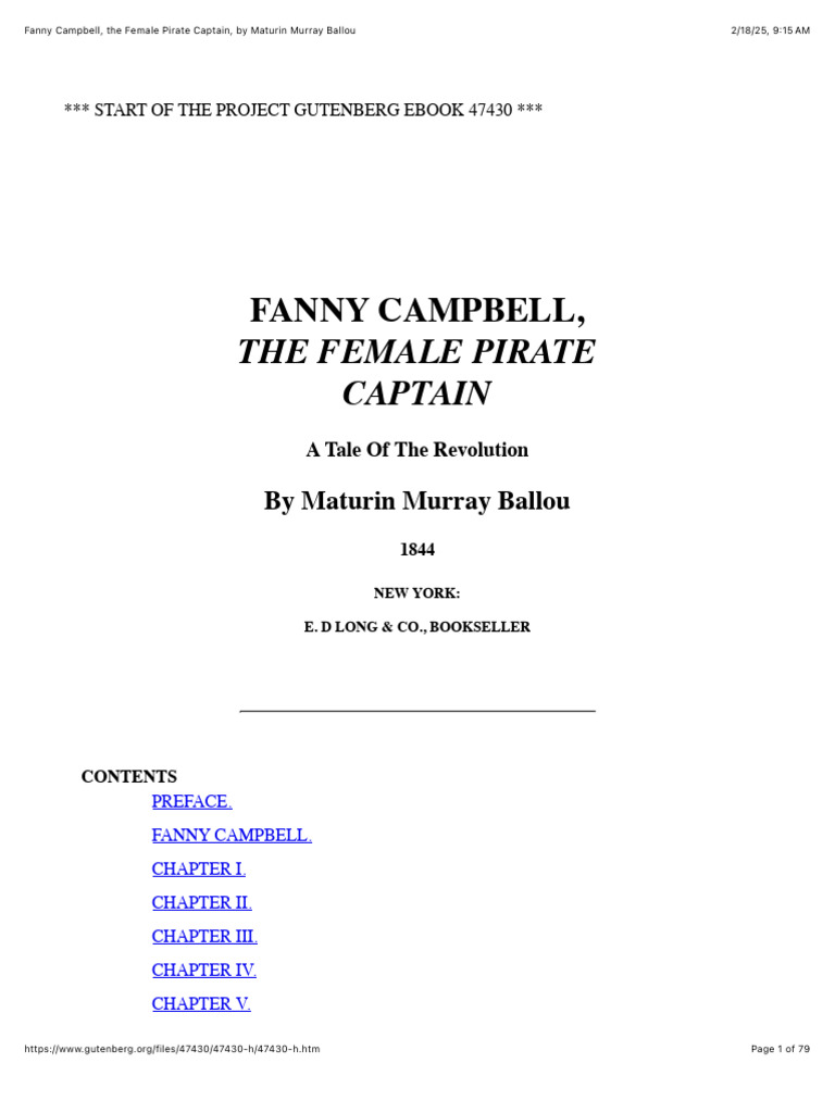 Fanny Campbell: Female Pirate Captain | PDF | Piracy