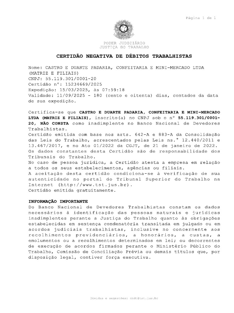 CND - Trabalhista | PDF