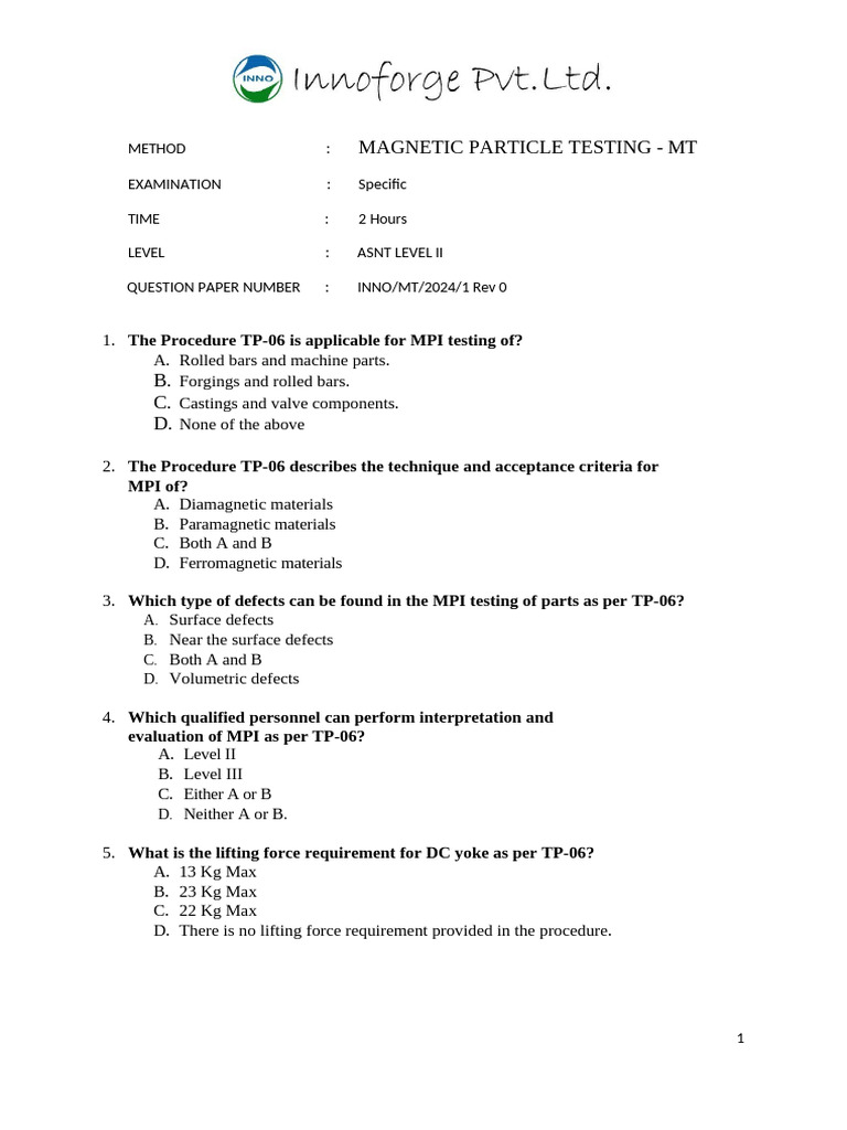 MT Question 2024 - 2-Spec | PDF | Magnetism | Materials