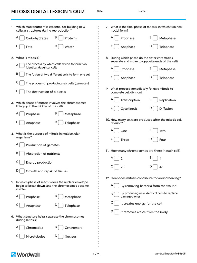 mitosis-digital-lesson-1-quiz-quiz | PDF | Mitosis | Cell (Biology)