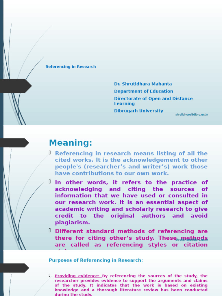 Referencing in Research | PDF | Citation | Written Communication