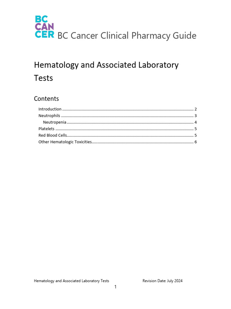 cpg3b Hematology Lab Tests | PDF | White Blood Cell | Chemotherapy
