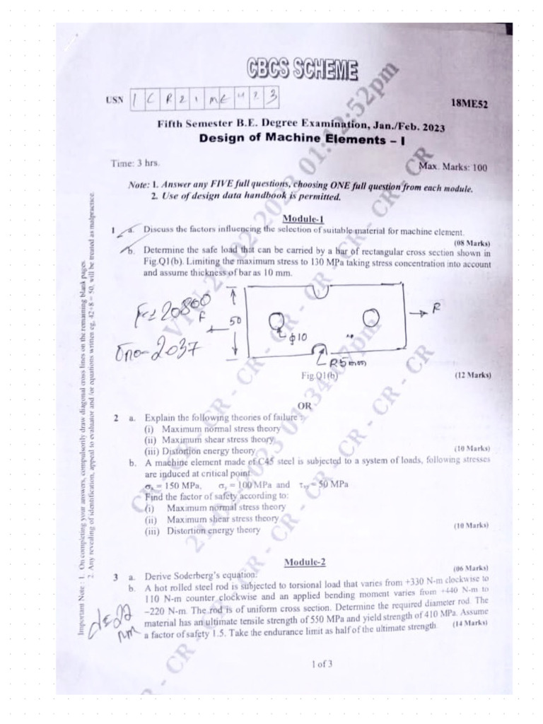 VTU Exam Question Paper With Solution of 18ME52 Design of Machine ...