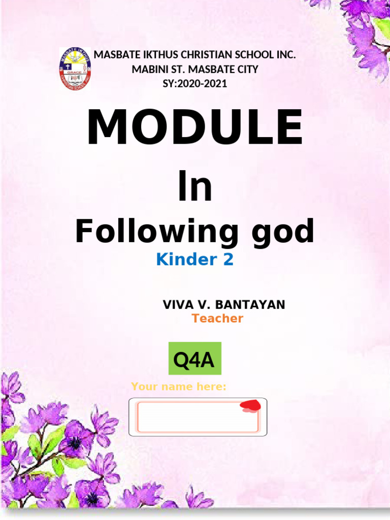 Module in Following God (4th Quarter) K2 2020 | PDF | Jesus | Nativity Of Jesus