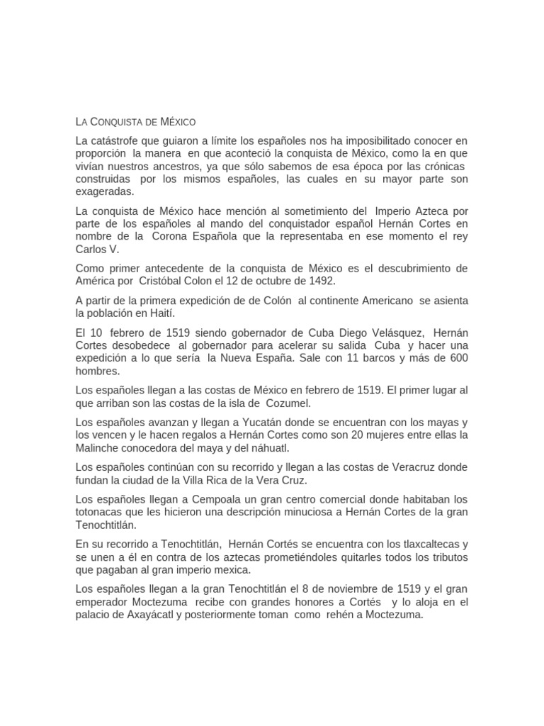 La Conquista de México: Hernán Cortés y Tenochtitlán | PDF | Hernán ...