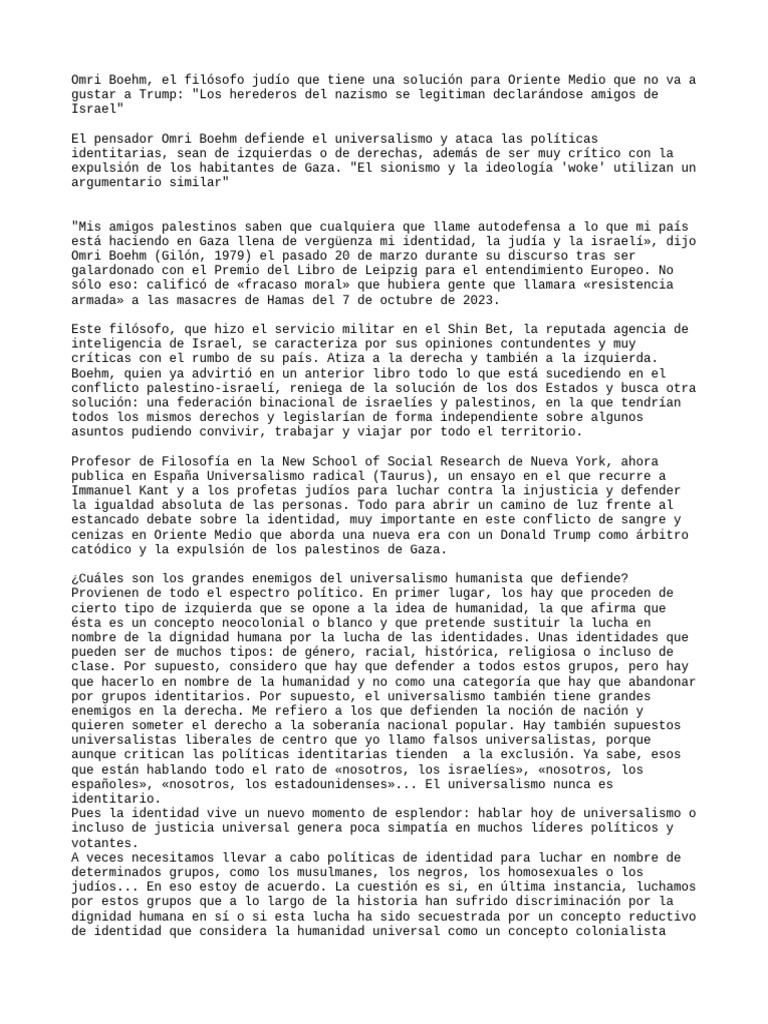 Omri Boehm, El Filósofo Judío Que T | PDF | sionismo | Benjamín Netanyahu