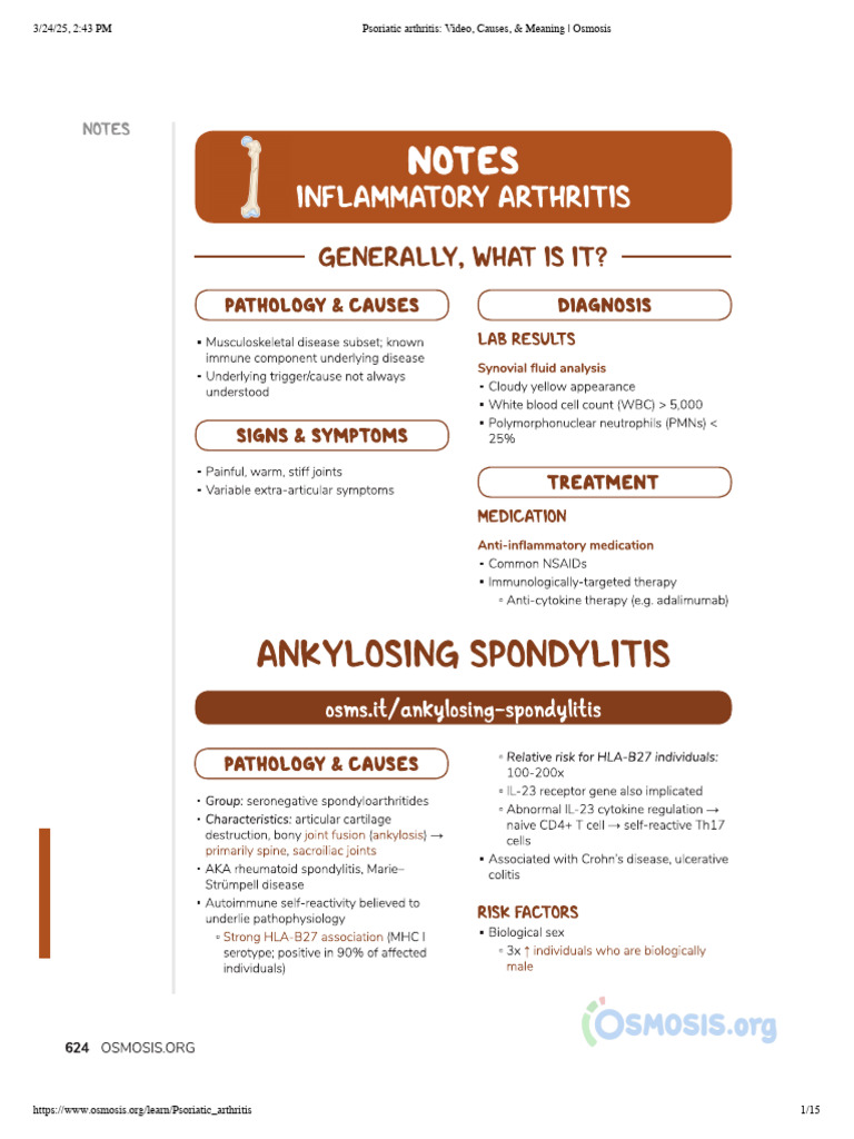 Psoriatic Arthritis Overview On Osmosis Pdf Arthritis Medical 8022