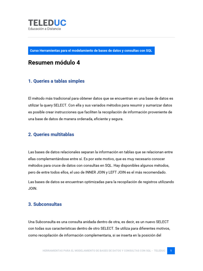 Modelamiento de Bases de Datos SQL | PDF