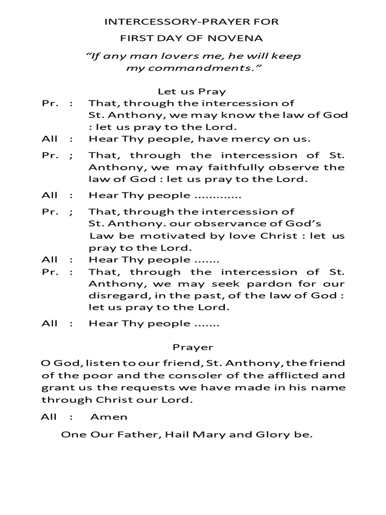 Novena Intercessory Prayers Guide | PDF | Lord's Prayer | Intercession