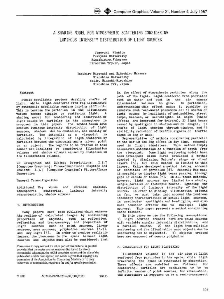 A shading model for atmospheric scattering considering luminous intensity distribution of light ...