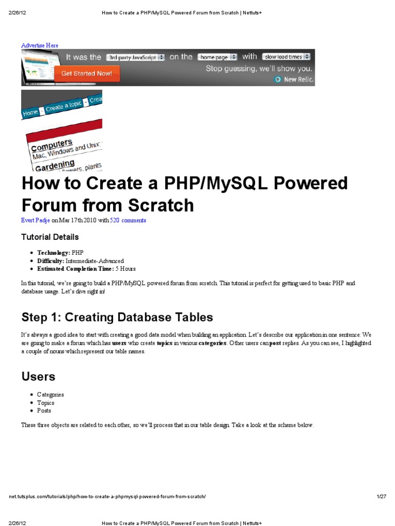 Build a PHP/MySQL Forum | PDF | Data Model | Data Management