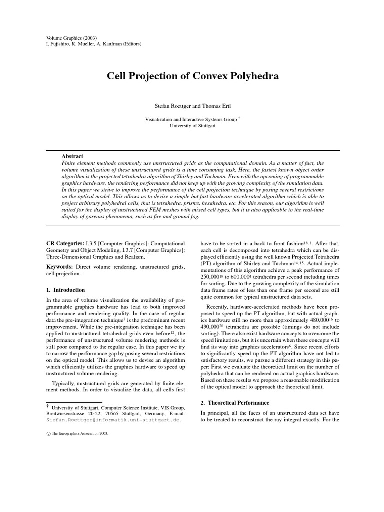 Cell Projection Of Convex Polyhedra Pdf Rendering Computer Graphics Finite Element Method