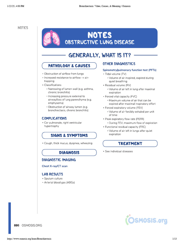 Bronchiectasis - Video, Causes, & Meaning - Osmosis | PDF
