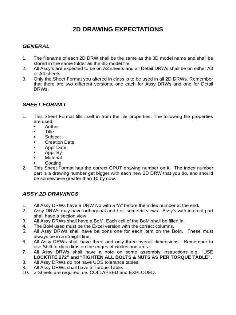 2D Drawing Expectations | PDF | Engineering Tolerance | Machining