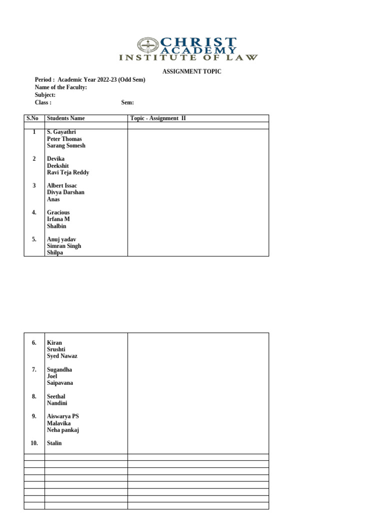 Assignment II Topic Format | PDF