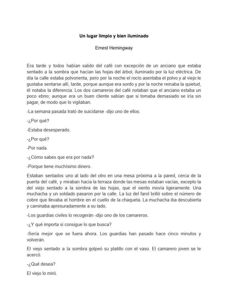 Copia de Un Lugar Limpio y Bien Iluminado | PDF