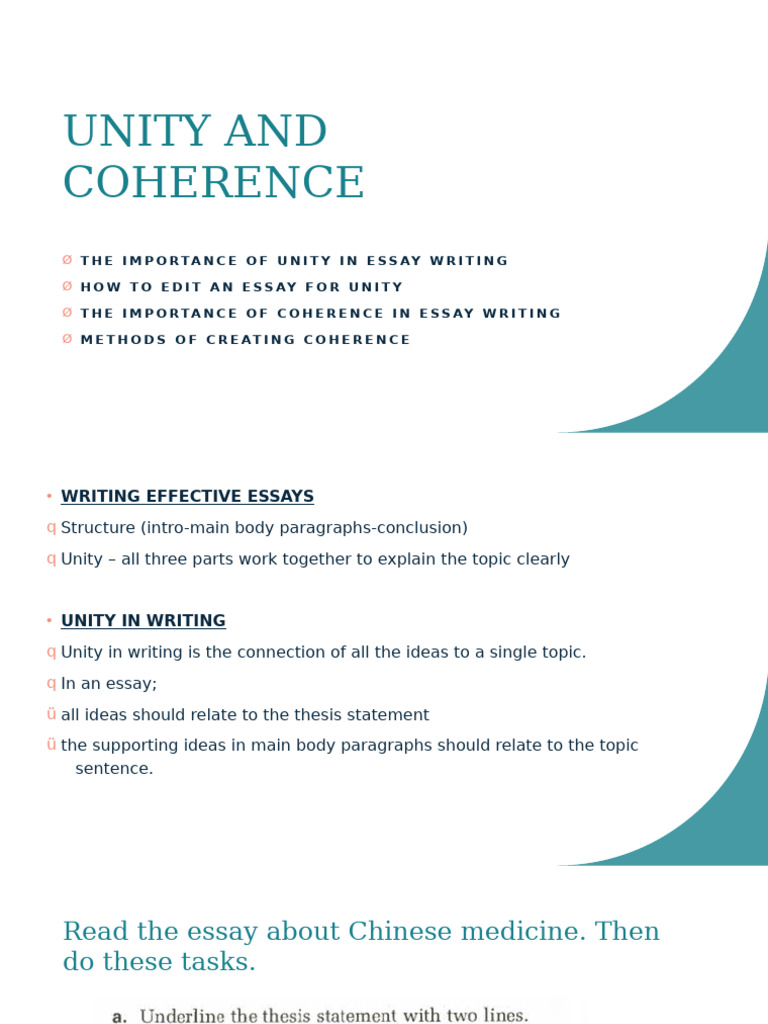 Lecture 9 Unity and Coherence + | PDF | Essays | Pronoun