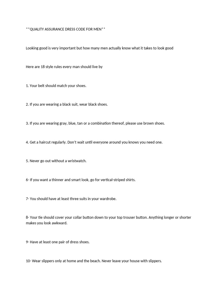 Essential Dress Code Tips for Men | PDF