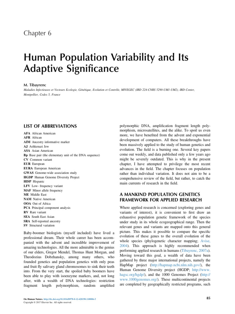Chapter-6---Human-Population-Variability-and-Its-Adaptive-_2017_On-Human-Nat | PDF | Race (Human ...