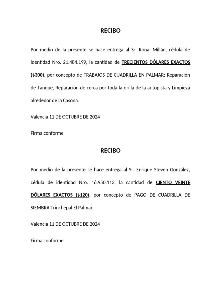 Modelo de Recibo 2 | PDF