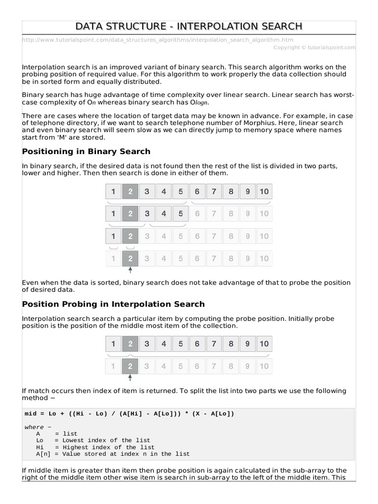 DSA- Interpolation Search | PDF | Computing | Theoretical Computer Science