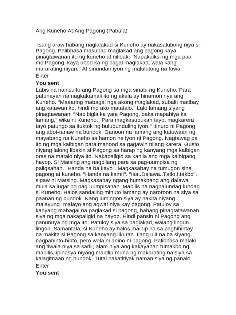 Ang Kuneho at Ang Pagong. DULA | PDF