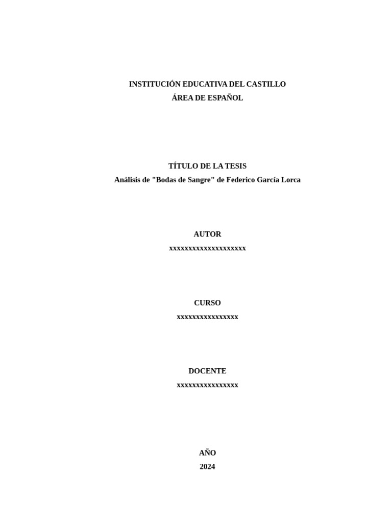 Análisis de "Bodas de Sangre" de Lorca | PDF | Federico García Lorca ...